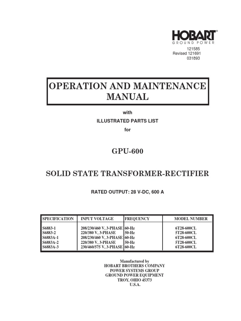 Operation and Maintenance Manual: GPU-600 Solid State Transformer ...