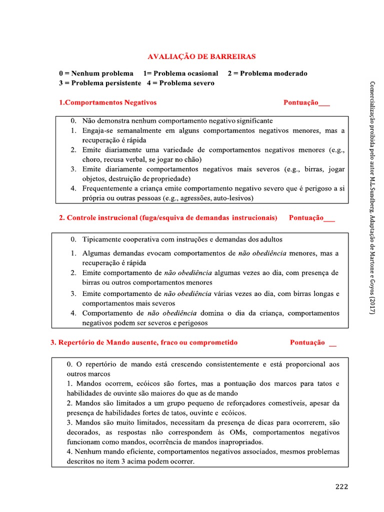 Resumo Barreiras Vb-Mapp | PDF