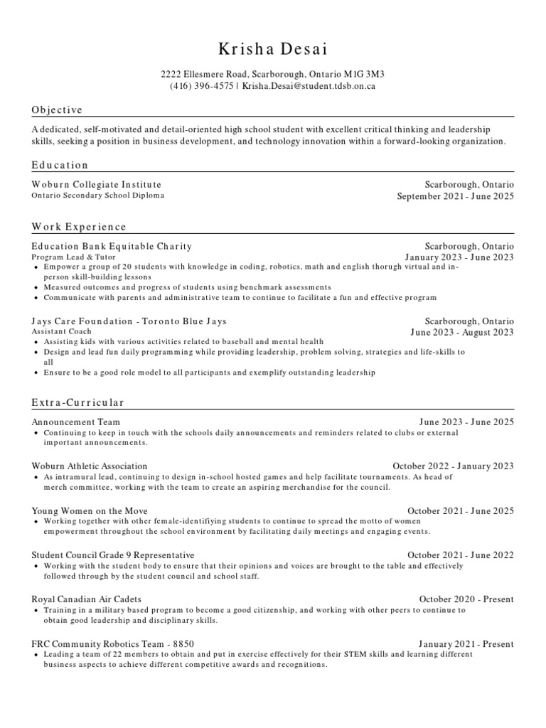 Krisha Desai - Resume - Careers Culminating - Format 1 | PDF