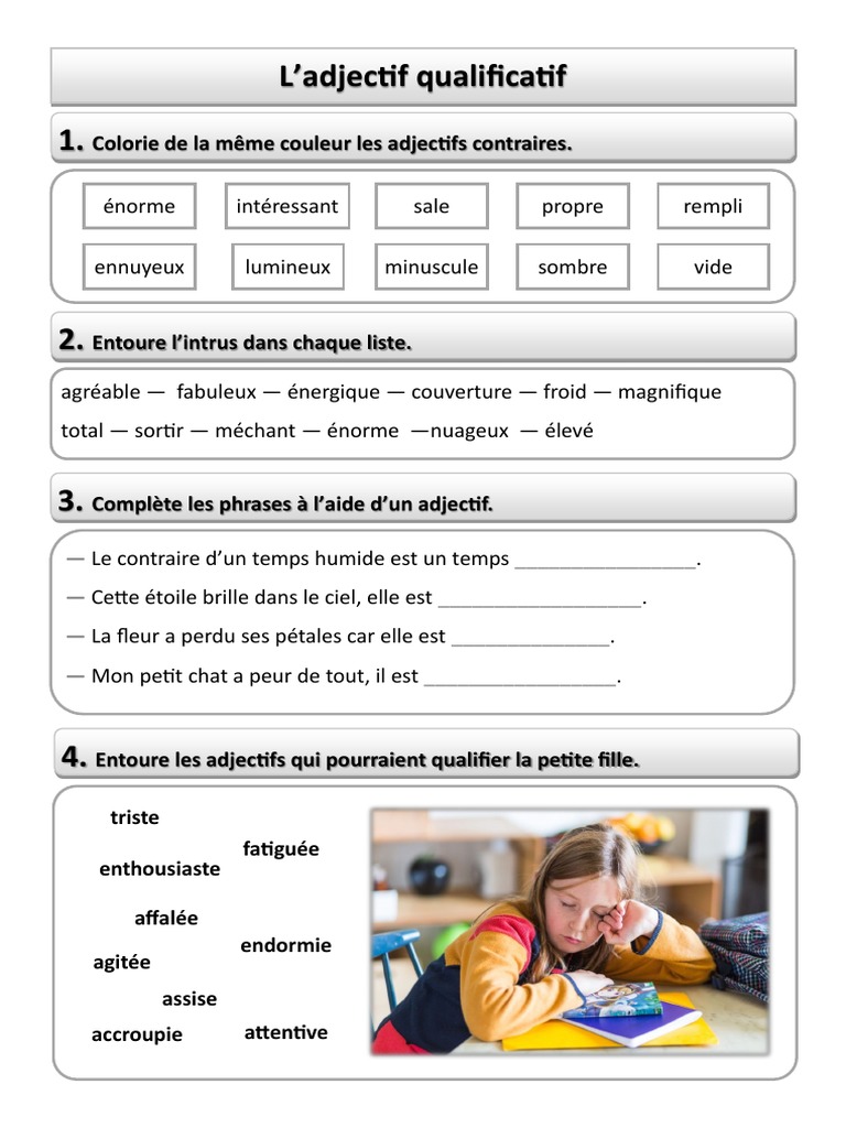 Exercices sur les adjectifs qualificatifs | PDF | Arts du langage et ...