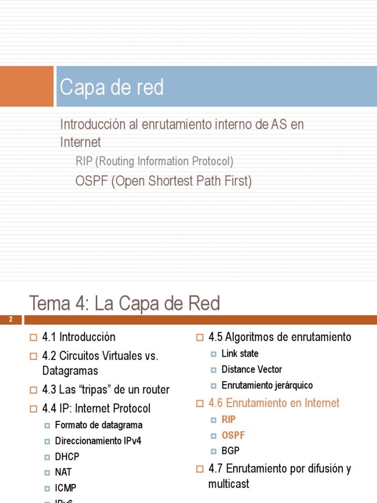 Capa de Red: Introducción Al Enrutamiento Interno de AS en Internet ...