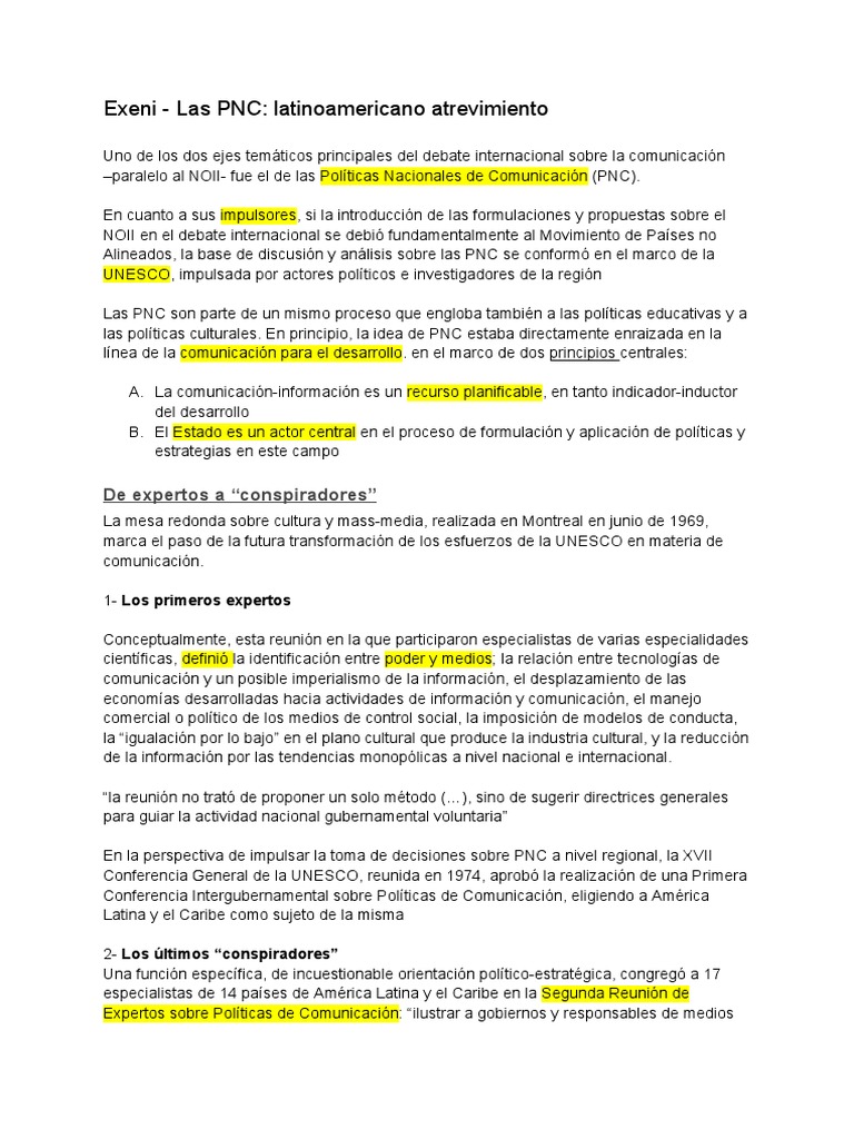 Exeni - Las PNC - Latinoamericano Atrevimiento Resumen | PDF ...
