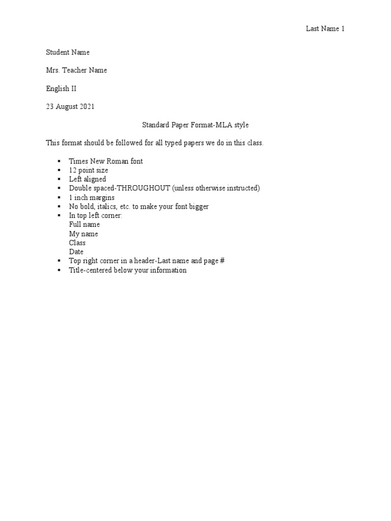 Basic MLA Format | PDF