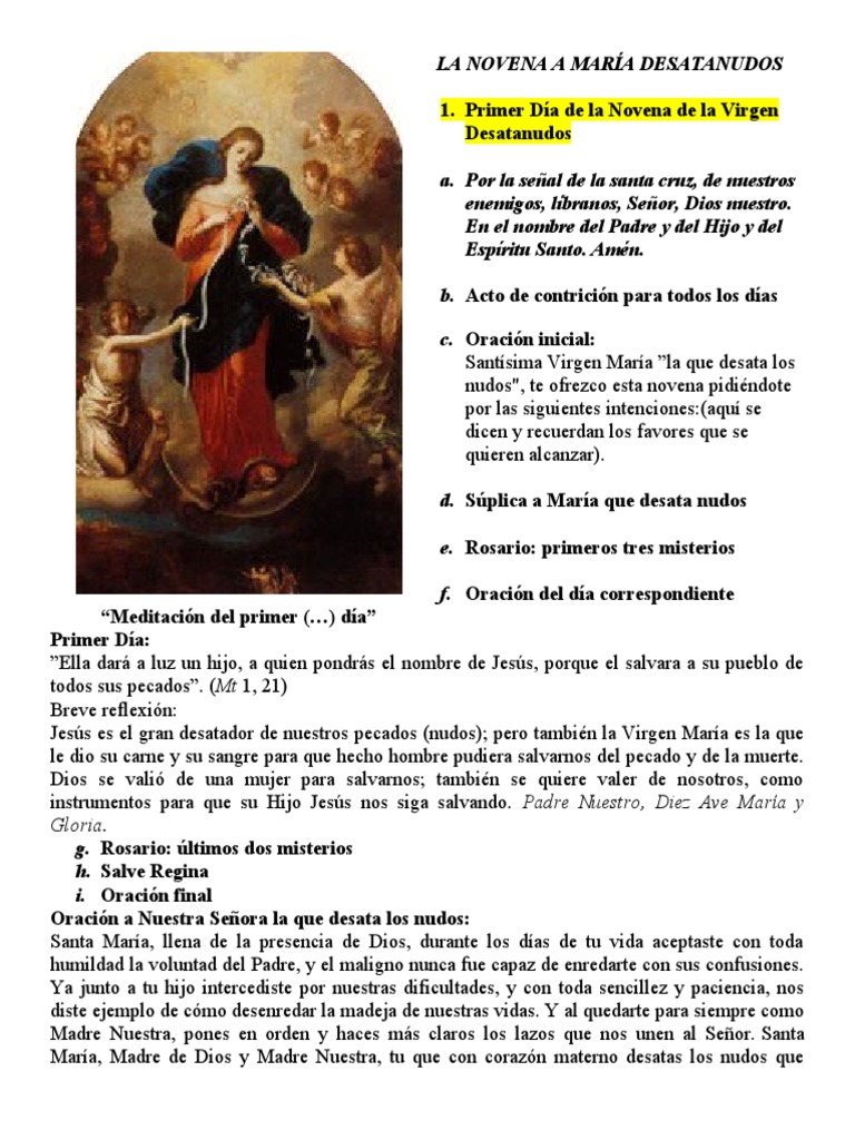 La Novena A María Desatanudos-Rosario | PDF | María, madre de Jesús | Oración