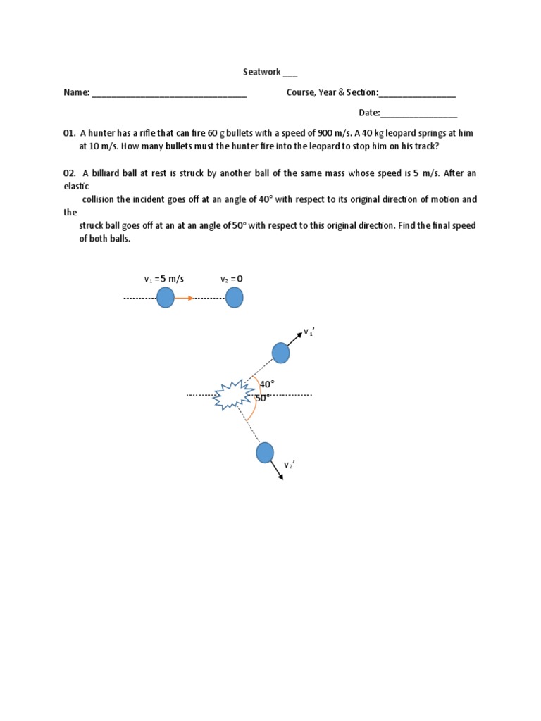 Impulse and Momentum (Seatwork) | PDF