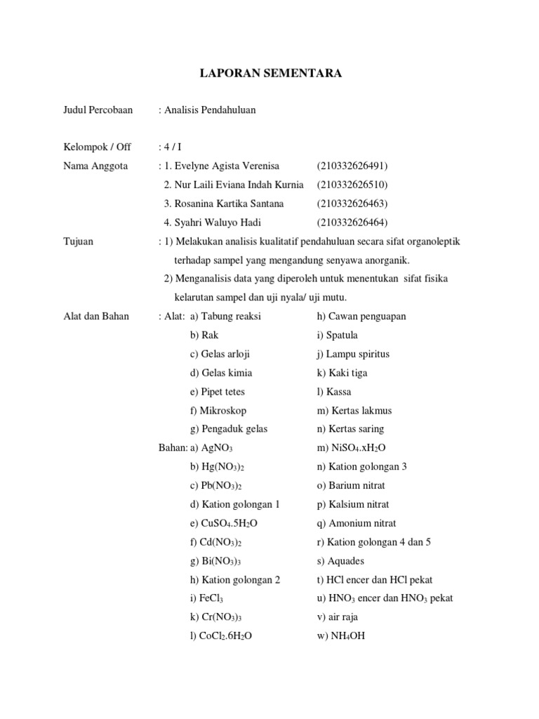 Analisis Kualitatif Senyawa Anorganik | PDF
