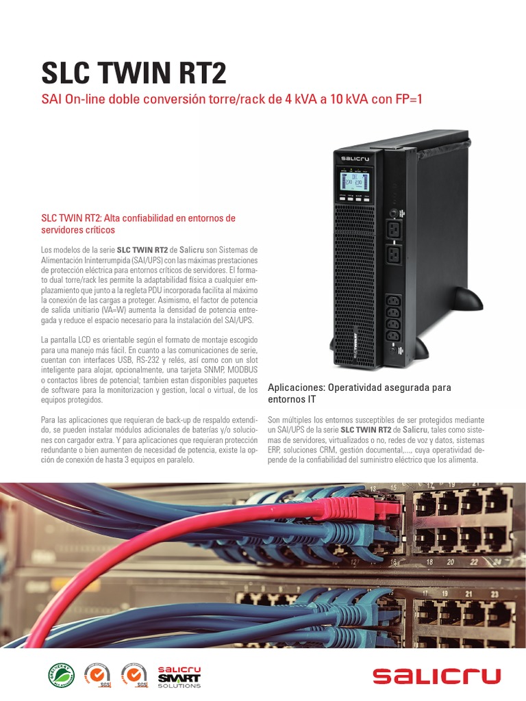 Ficha Twin RT2 4 - 10 KW (1) Ups | PDF | Servidor (Computación) | Ingenieria Eléctrica