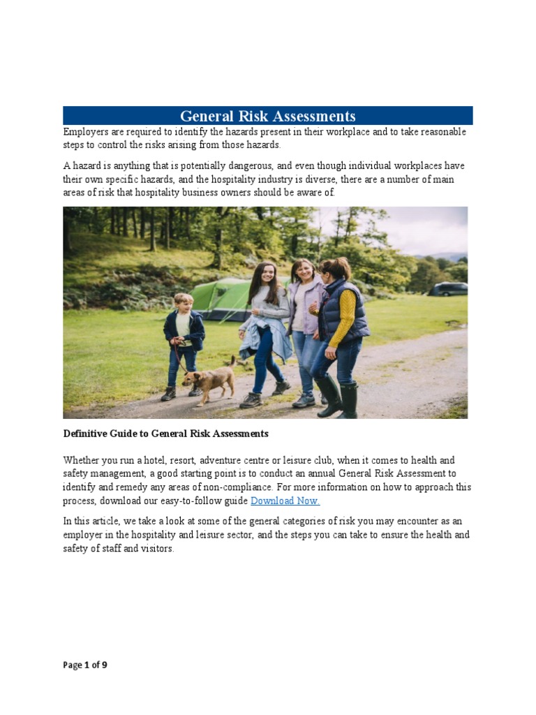 BHT-General Risk Assessments | PDF