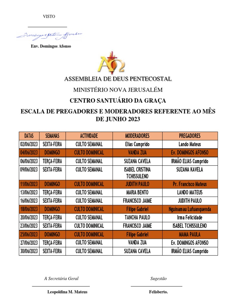 Escala Do Mês de Junho | PDF