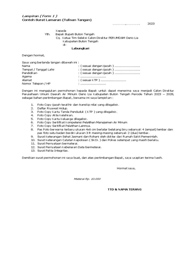 Lampiran Seleksi Direksi Pdam | PDF