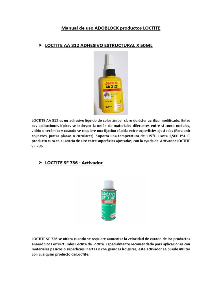 Manual Loctite | PDF | Tornillo | Silicona