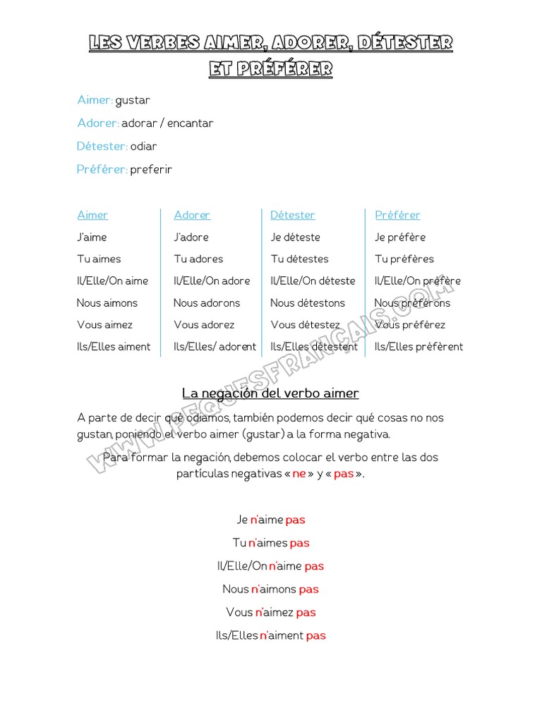 Aimer Adorer Detester y Preferer | PDF