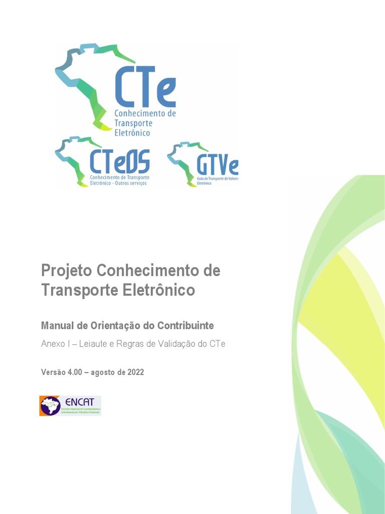Manual CTe Anexo I Leiaute e Regras de Validacao v4.00 | PDF | Serviço ...
