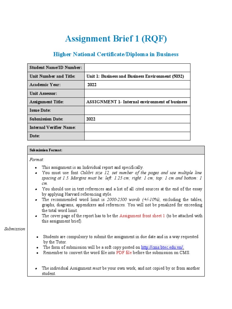 Assignment Brief 1 | PDF | Vietnam