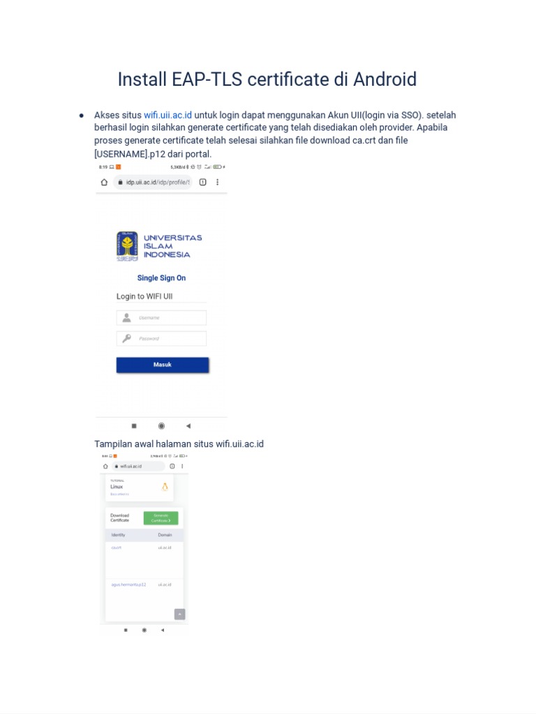 Install EAP-TLS Certificate Di Android OS | PDF
