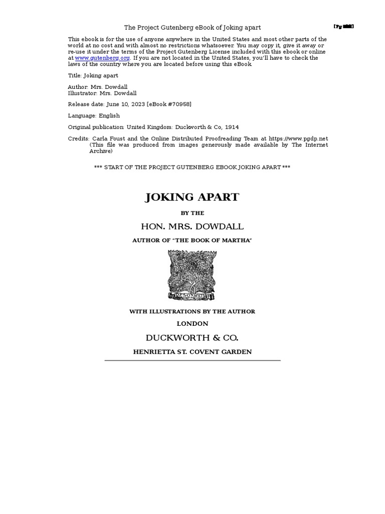 Joking Apart - Project Gutenberg | PDF | Project Gutenberg