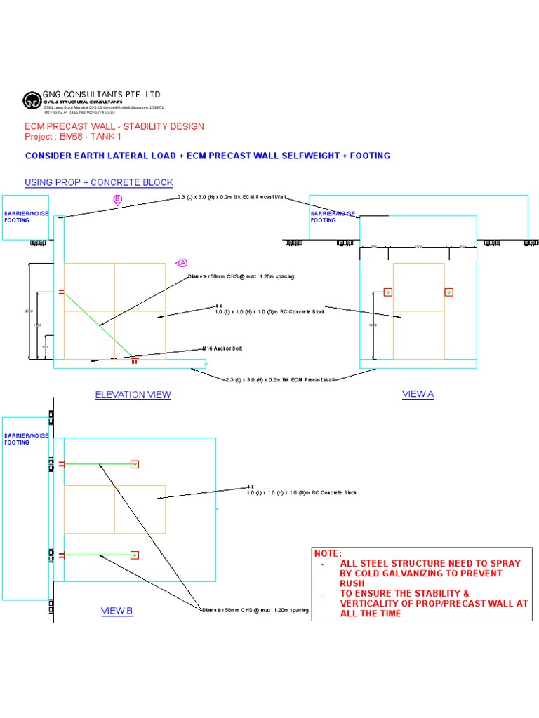 DWG - ECM Precast Wall Stability - Tank 1 (Upda) | PDF | Precast ...