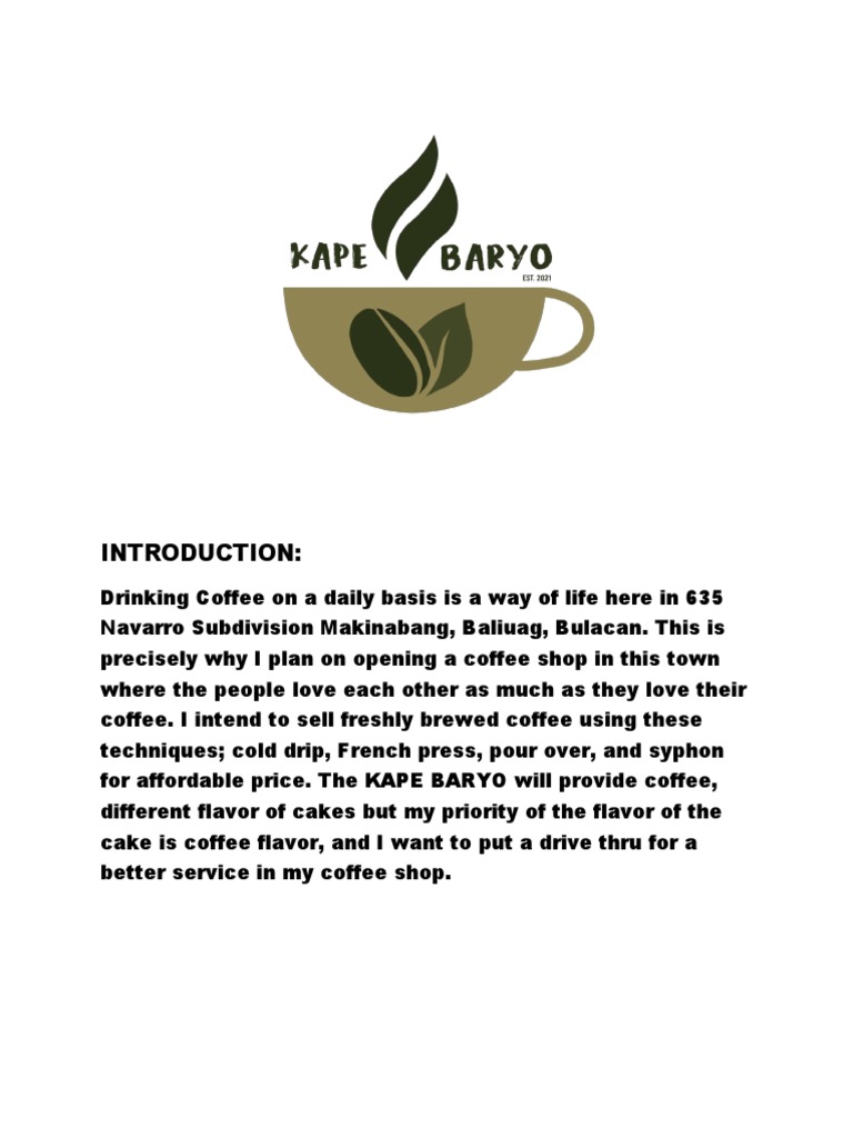 KAPE BARYO Innovation Management | PDF | Coffee | Non Alcoholic Drinks