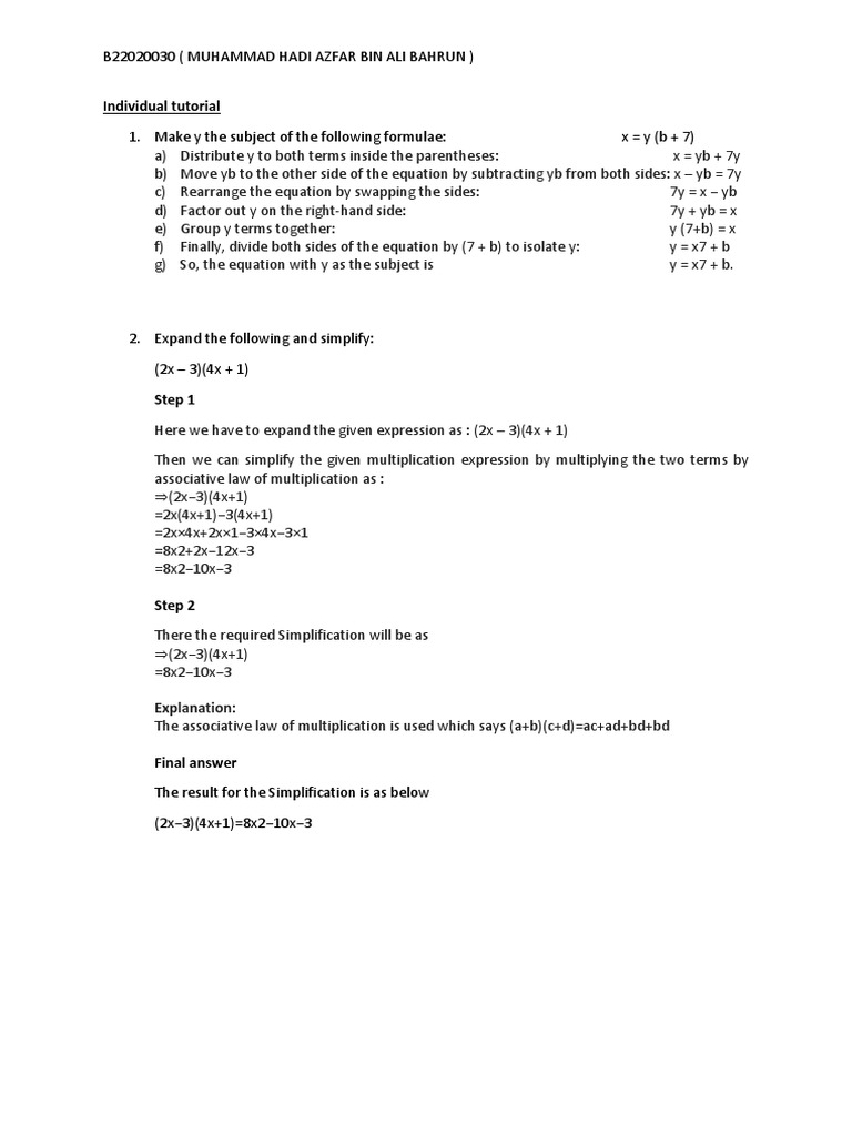 Individual Tutorial 2 - BBA3274 Quantitative Method For Business | PDF ...