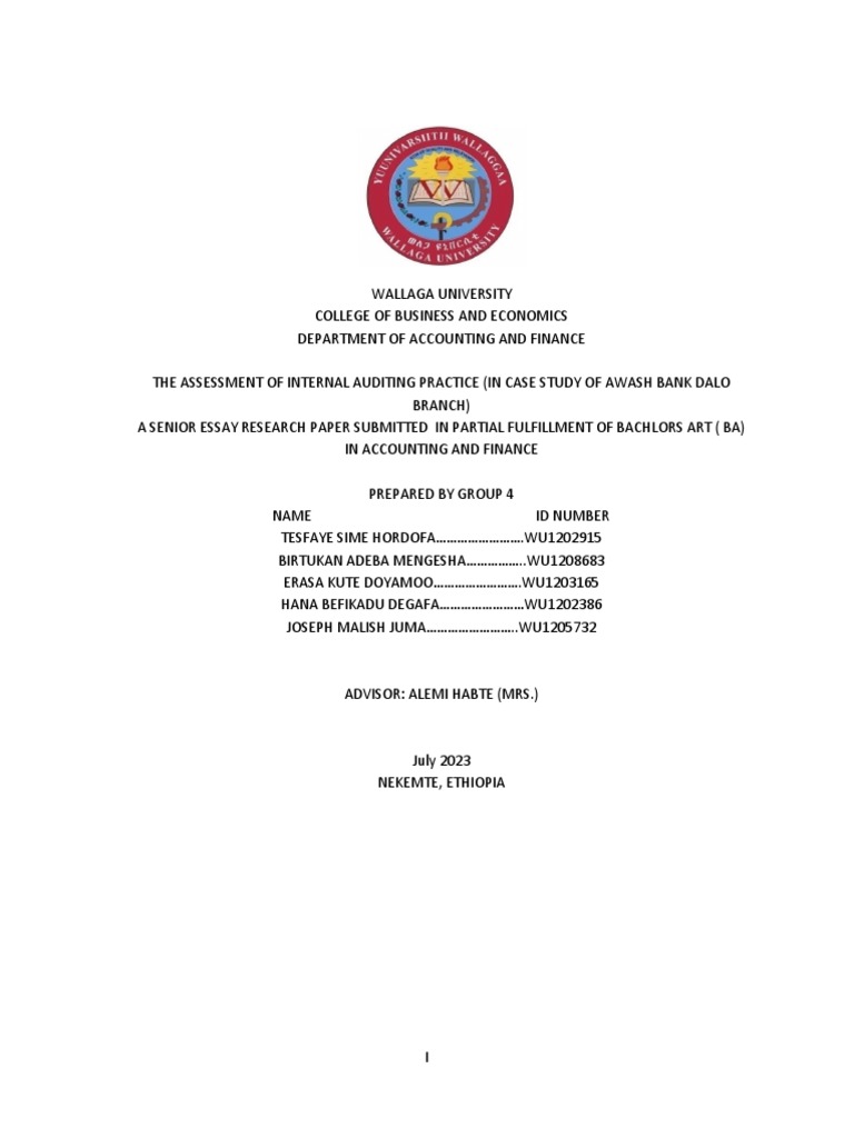 Awash Bank Internal Auditing | PDF | Audit | Internal Audit