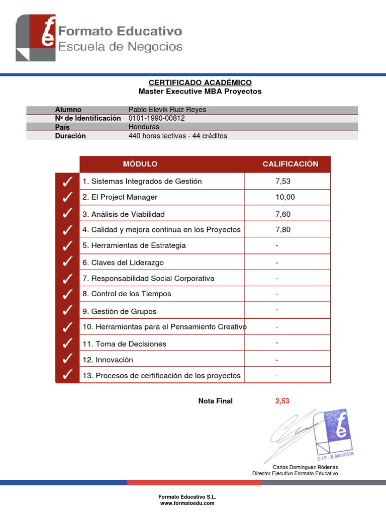 Certificado Record de Notas | PDF | Business