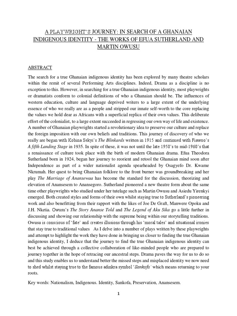 Efua Sutherland: Ghanaian Identity in Drama | PDF | Storytelling ...