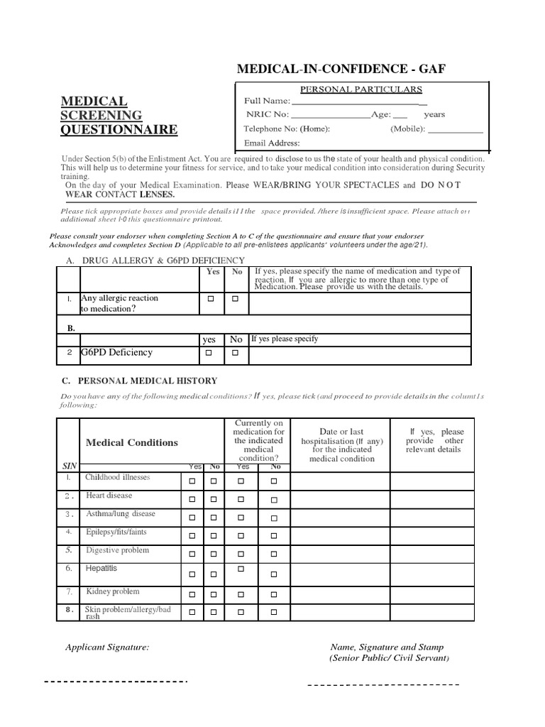Medical Form - Gaf | PDF | Allergy | Epidemiology