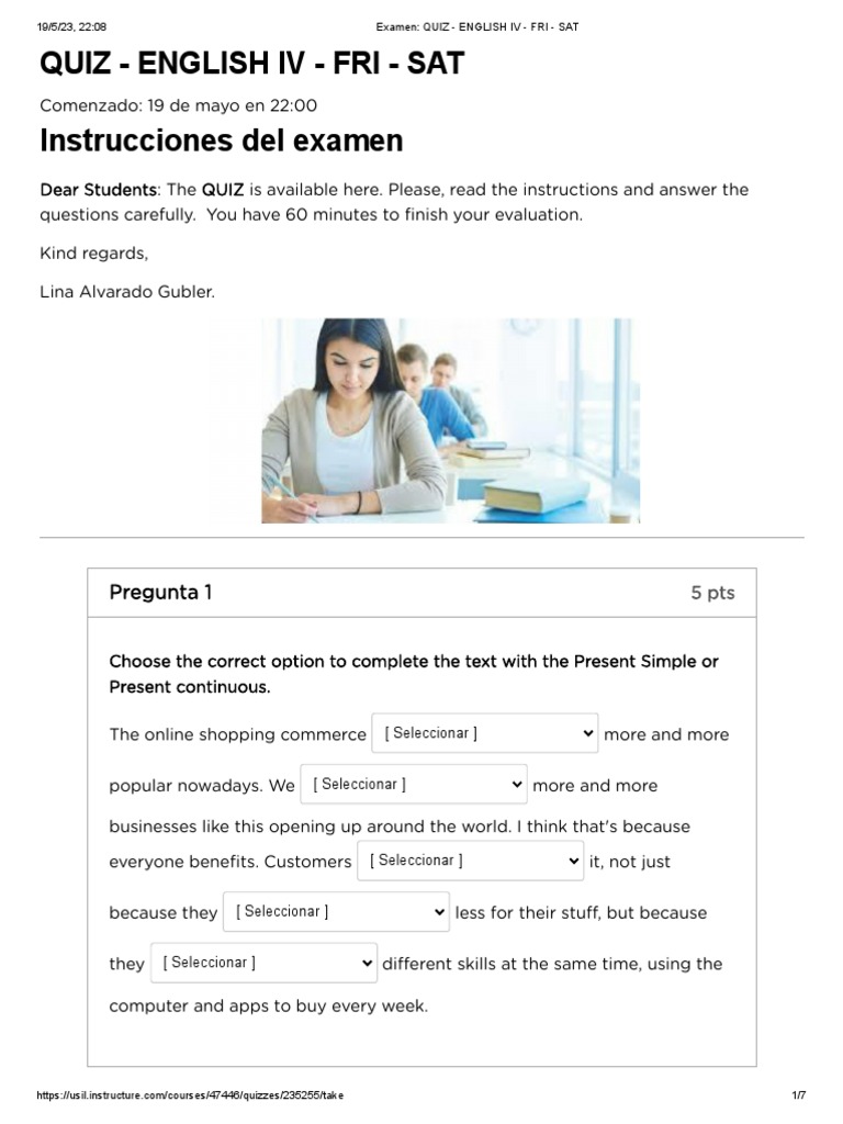 Examen - QUIZ - ENGLISH IV - FRI - SAT | PDF | Learning