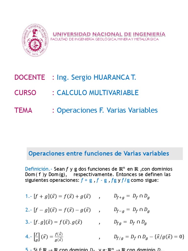 Operaciones con Funciones Multivariables | PDF
