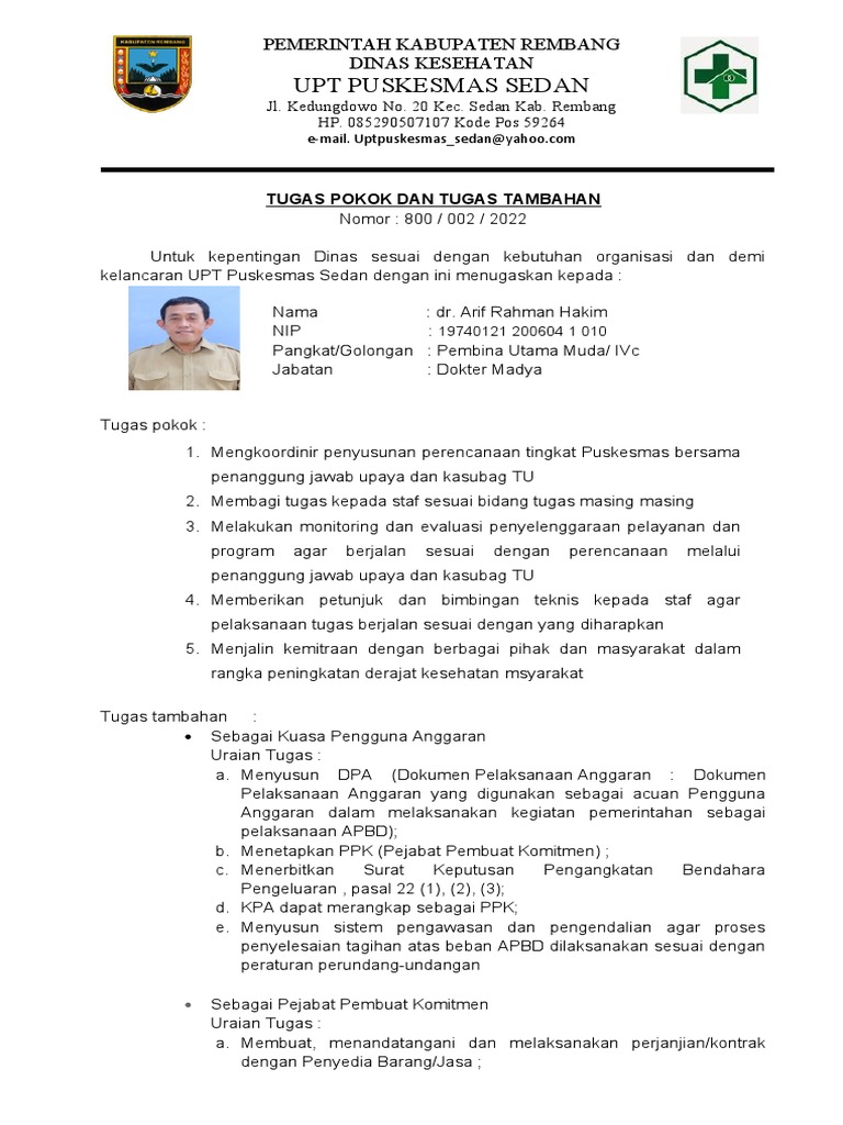 2022 Tupoksi Karyawan Tugas Pokok Dan Tambahan PNS | PDF