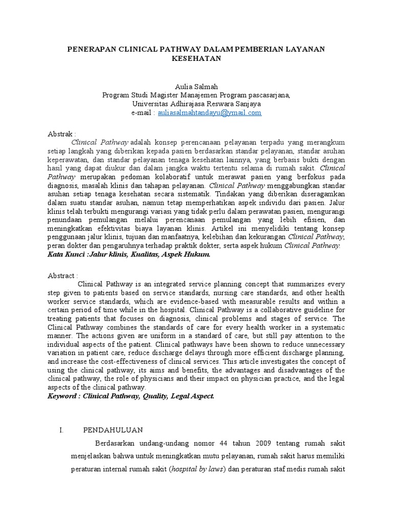Penerapan Clinical Pathway di Rumah Sakit | PDF