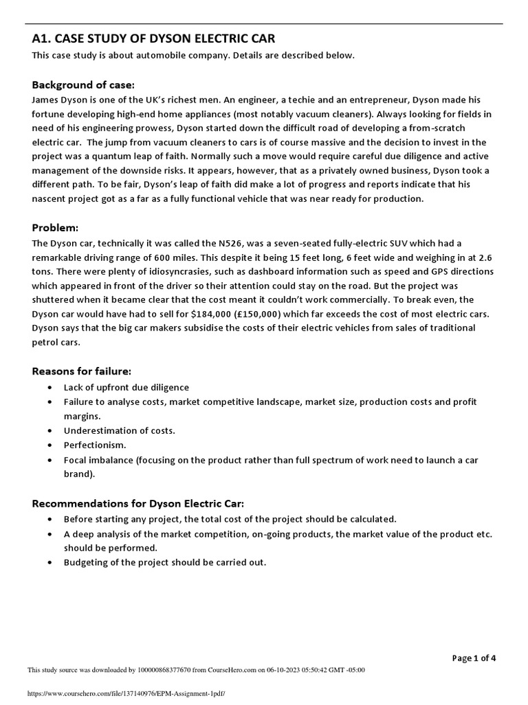 EPM Assignment 1 PDF | PDF | Car
