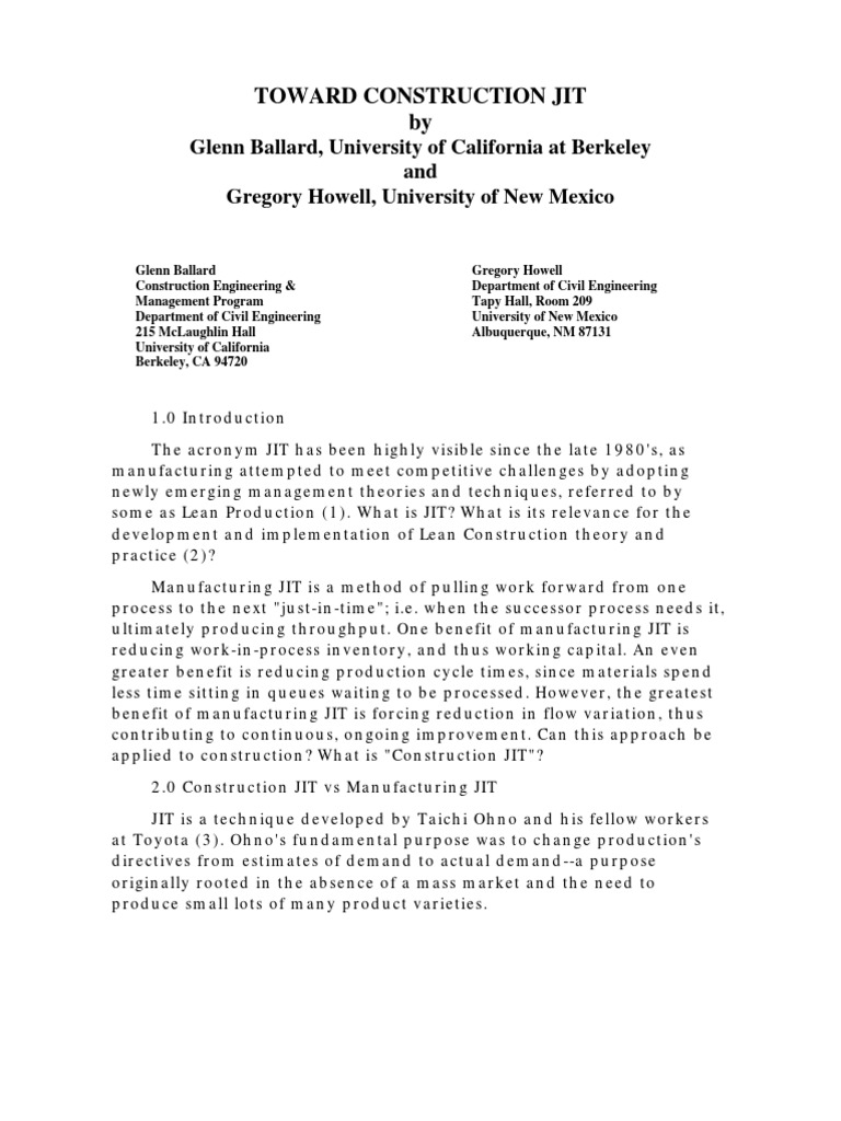 Toward Construction JIT | PDF | Computers