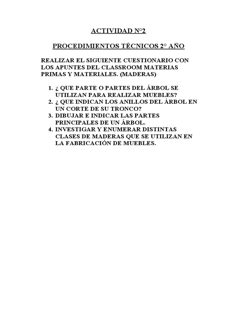 ACTIVIDAD N°2 PROCEDIMIENTOS 2° AÑO | PDF