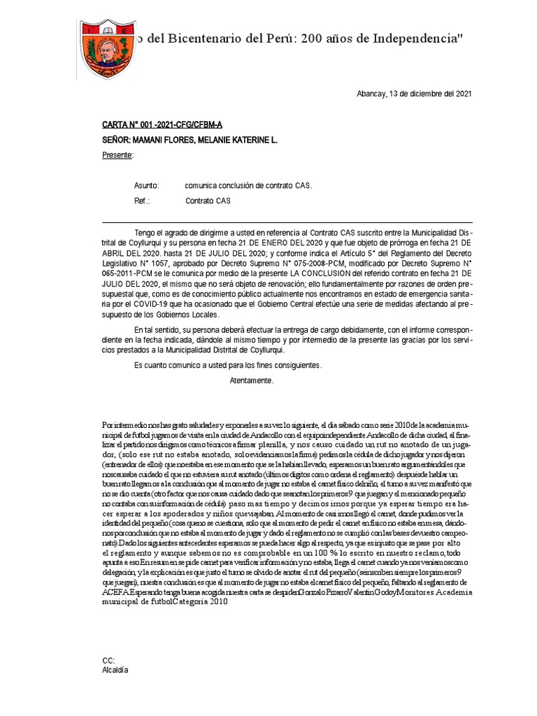 Carta Cas 02 CONTABILIDAD | PDF