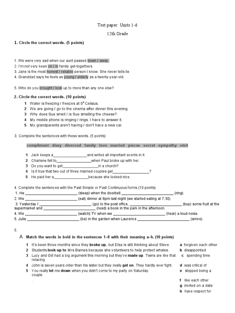 Revision Test Paper 12 | PDF | Adverb | Linguistics