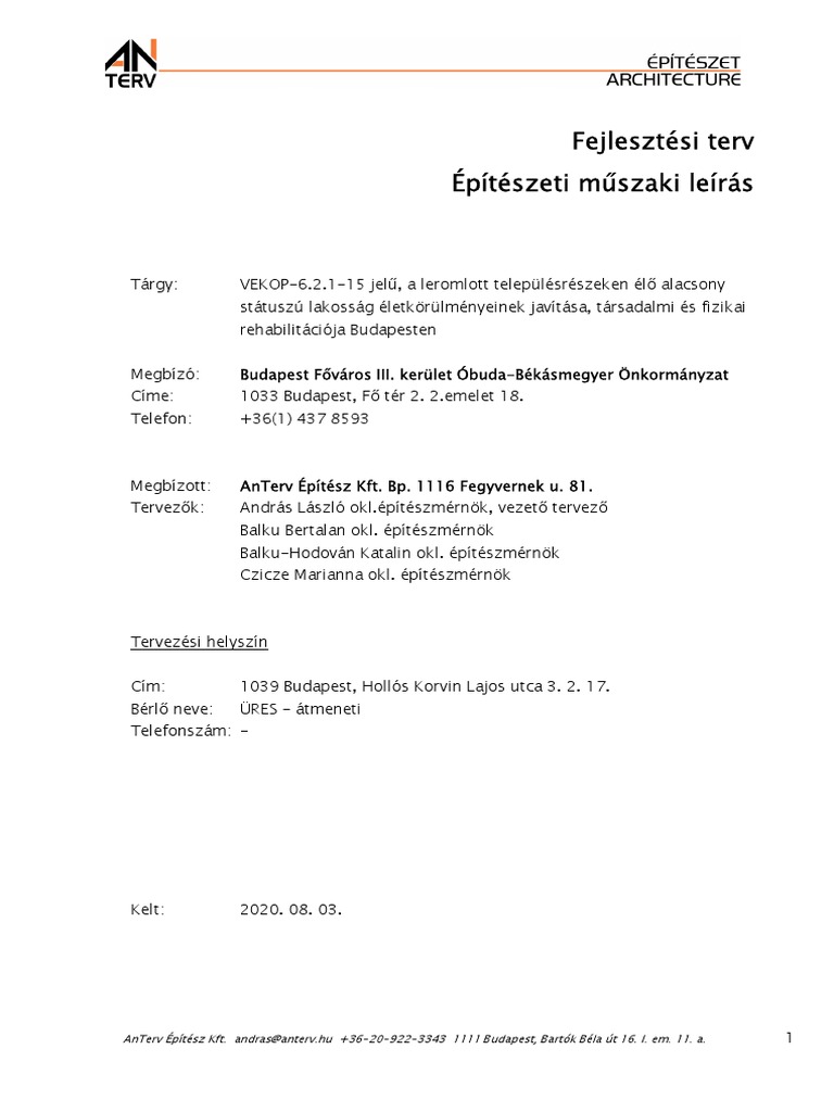 HK3 - 2 - 17 - É - T - 00 - Műszaki Leírás | PDF