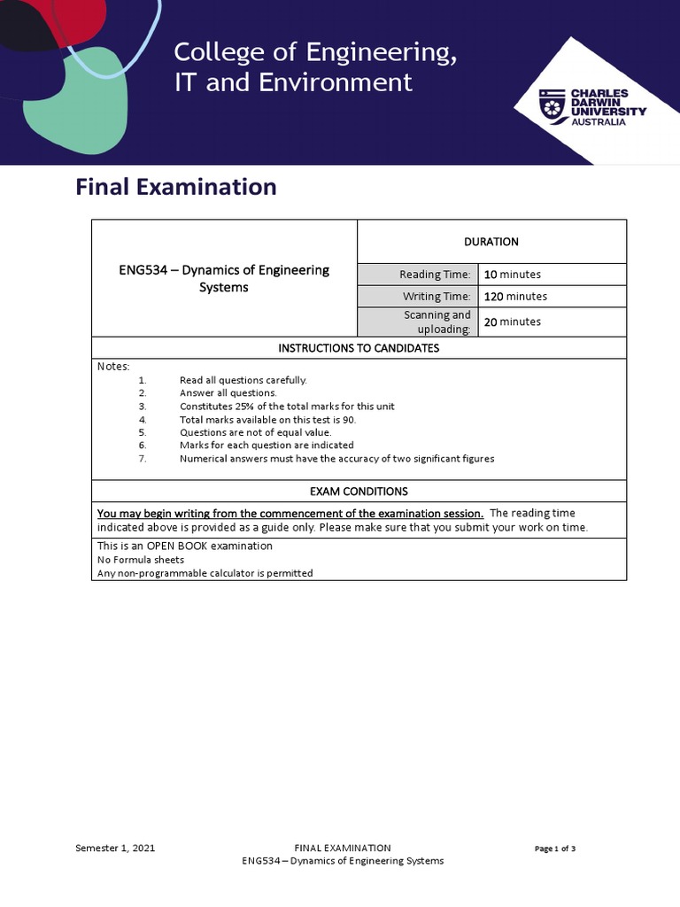 ENG534 - Final Exam - 2021 - Question Paper | PDF | Technology ...