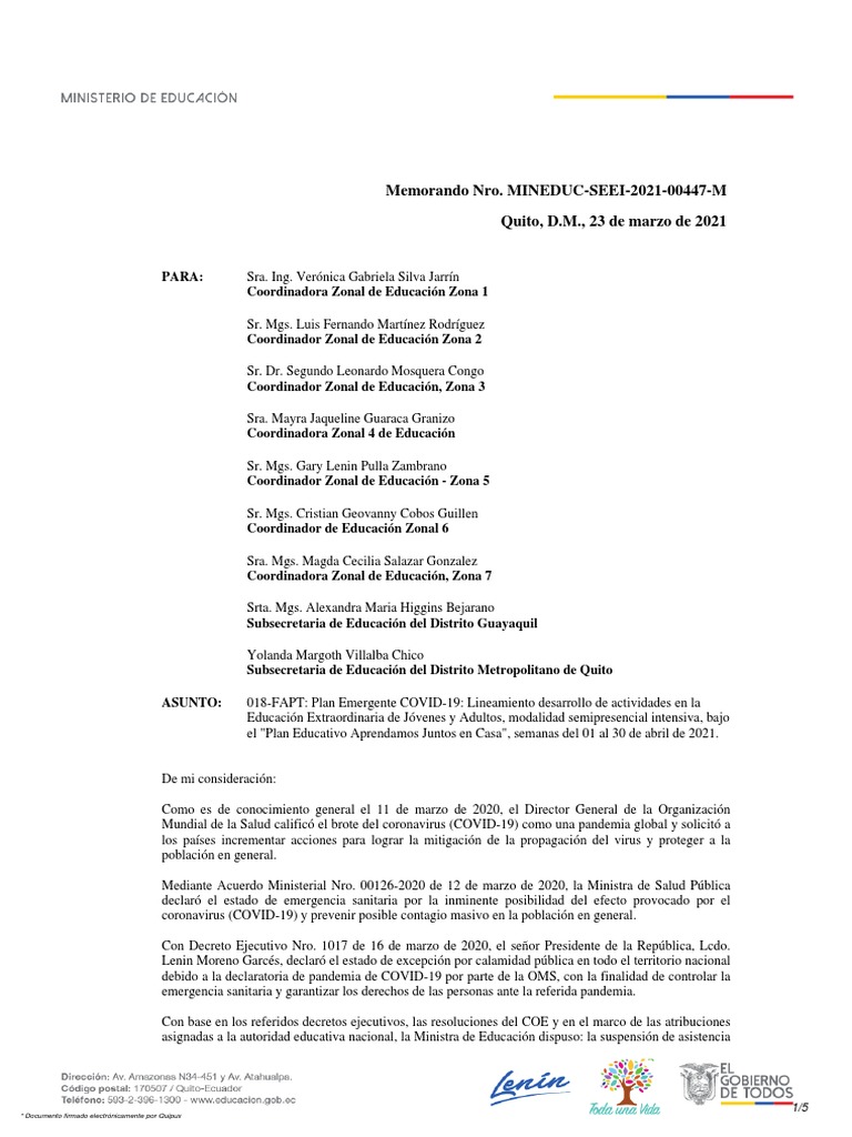 MINEDUC-SEEI-2021-00447-M (Abril 2021) | PDF