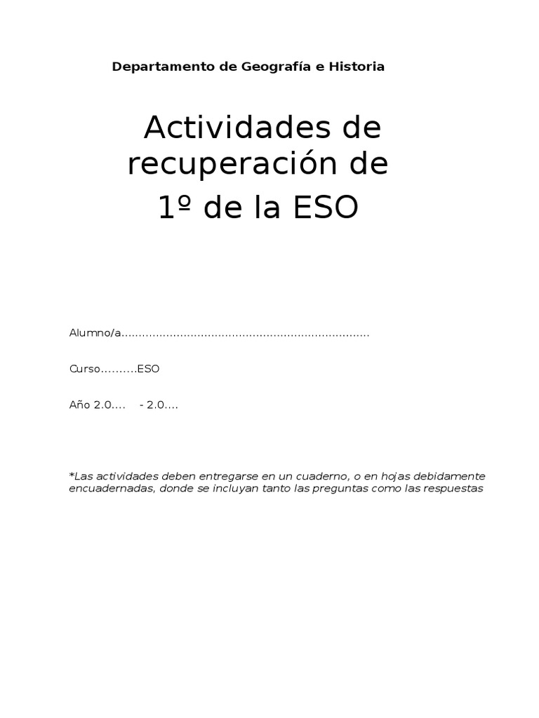 1º ESO Cuadernillo Pendientes | PDF | Tierra | Antigua Grecia 1º ESO Cuadernillo Pendientes | PDF | Tierra | Antigua Grecia
