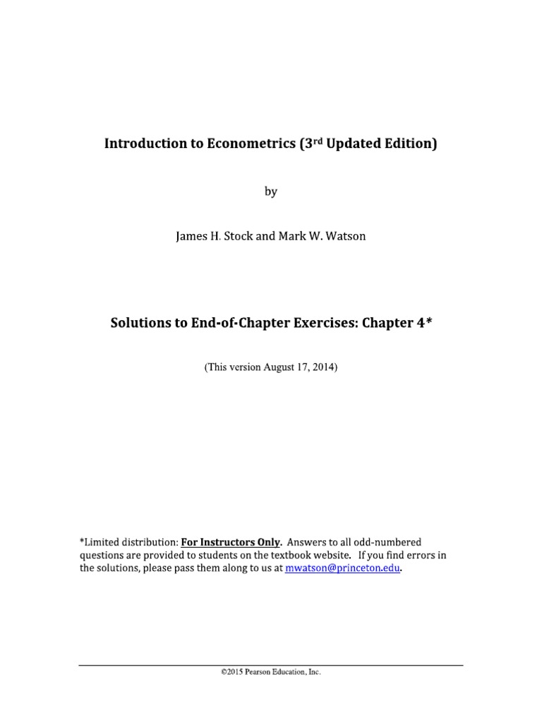 James H. Stock, Mark W. Watson - Introduction To Econometrics ...