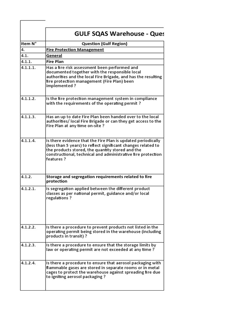 GulfSQASWarehouse Questionnaire&Guidelines 2018UpdatedVersion | PDF ...