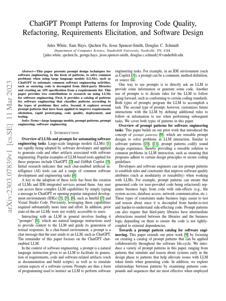 ChatGPT Prompt Patterns for Software Engineering | PDF | Simulation ...
