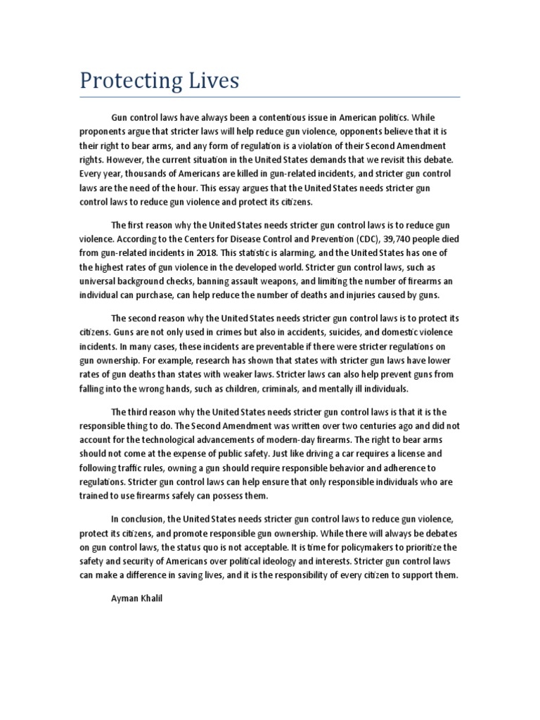 Persuasive Essay | PDF | Gun Control | Gun Violence In The United States