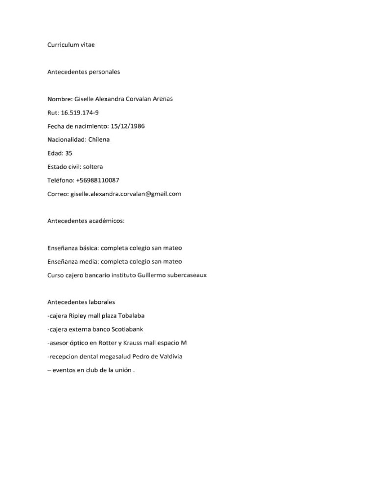 Currículum. Giselle | PDF