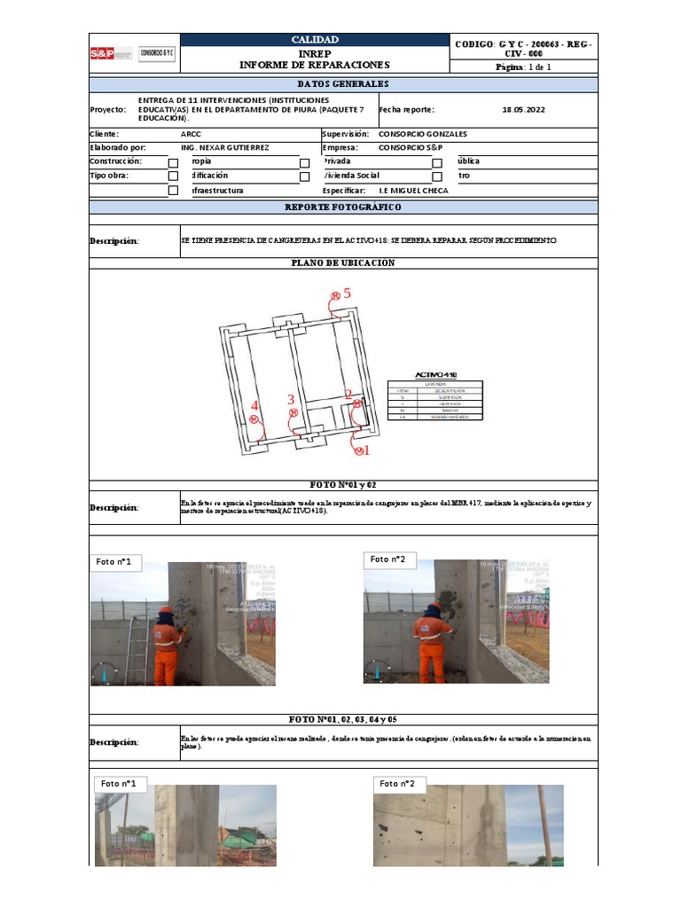 Informe de Reparaciones (Inrep) 18.05.2022-Activo 418 | PDF