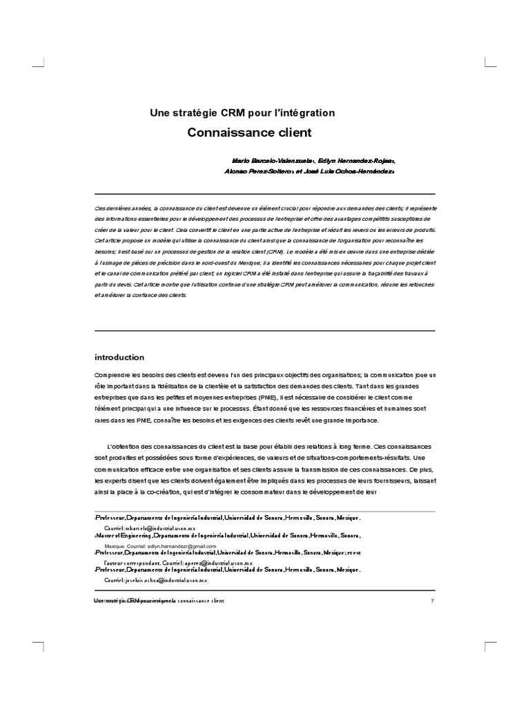 Amelioration de La Connaissance Client | PDF