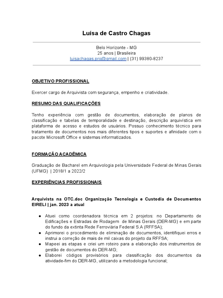 CV Luisa | PDF | Arquivista