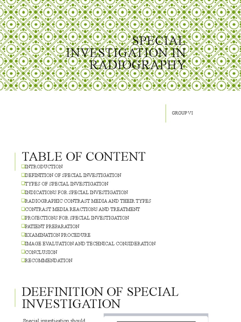 Special Investigation in Radiography | PDF | Uterus | Urinary Bladder
