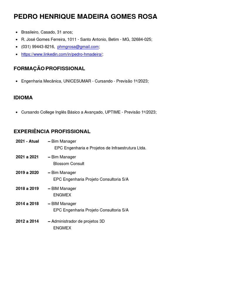 Pedro Henrique Madeira | PDF | Engenharia de Software | Engenharia